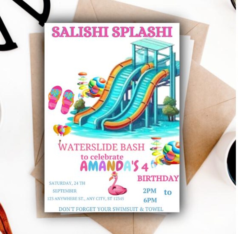 Splash Birthday Party Invitation Template, Water Slide Bash Party ...