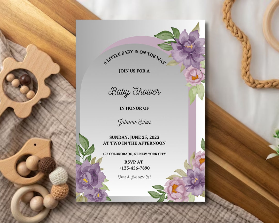 Black Baby Shower Invitation Template Set Minimal Baby Shower - Etsy