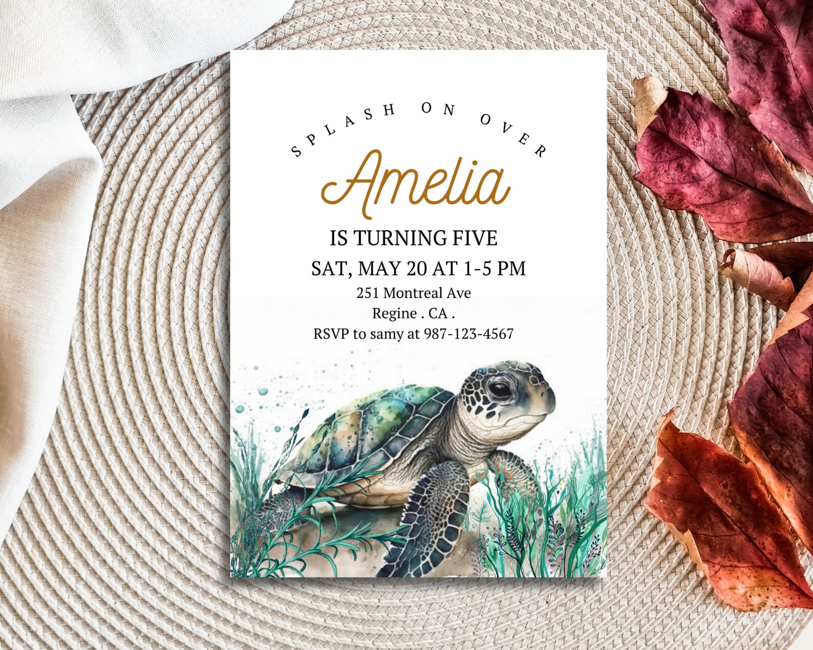 Turtle Party Invitation Turtle Birthday, Turtle Invitation, Kids ...