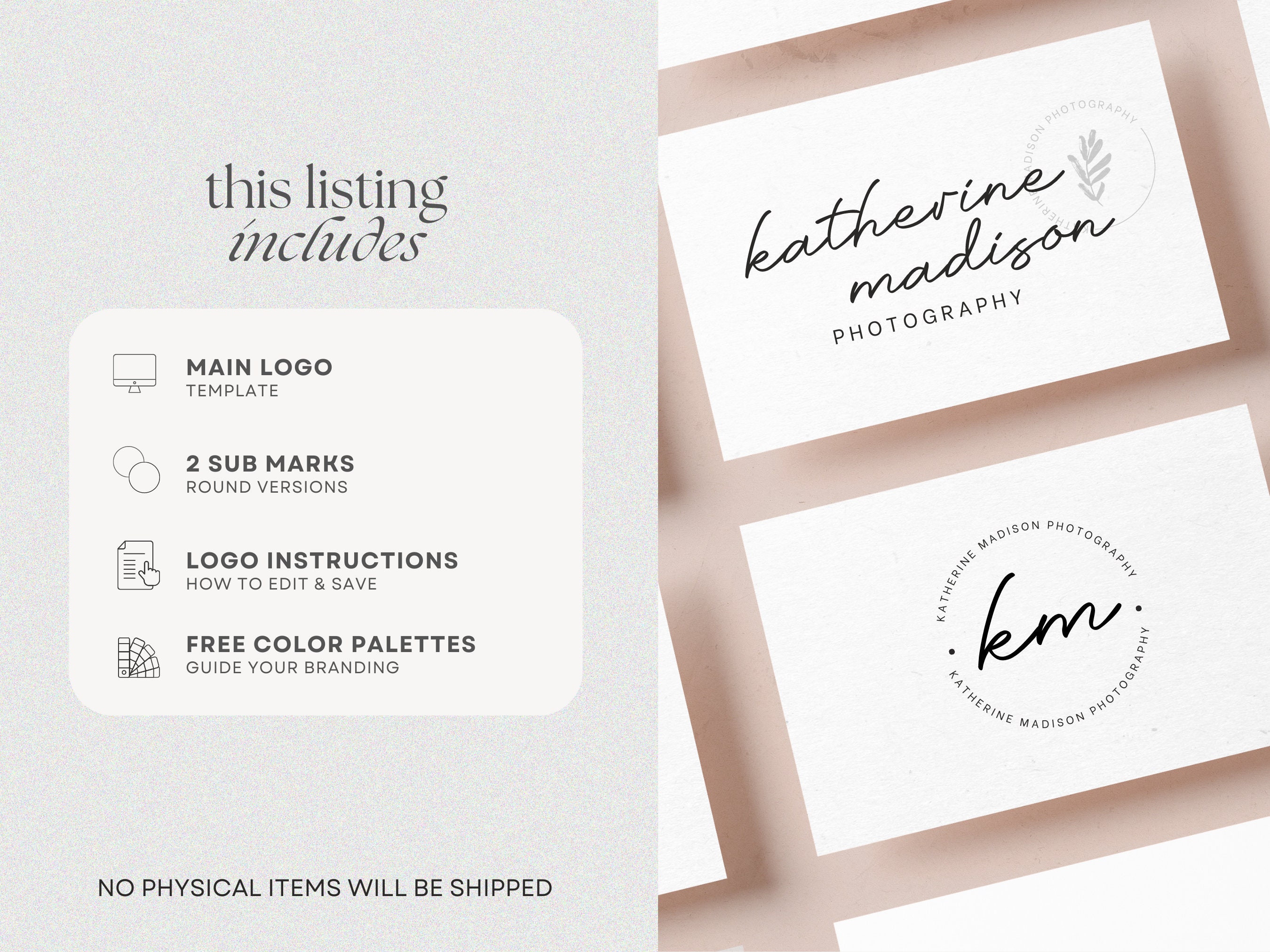 Premade Watermark Logo Photography Logo Instant Download Minimalist ...