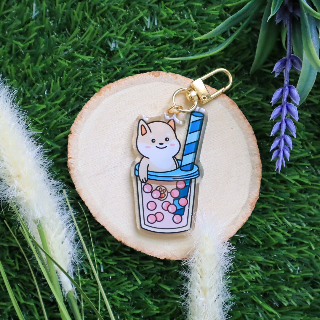 Boba Inu Acrylic Keychain Cute Kawaii Key Chain Shiba Inu Digital Art ...