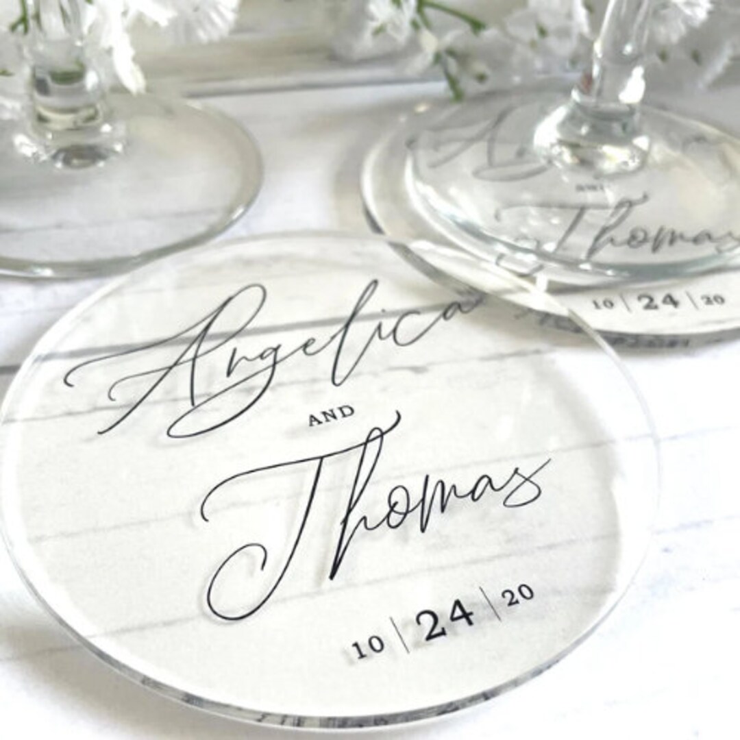 Custom Wedding Coasters, Minimalist Wedding Decor, Clear Acrylic ...