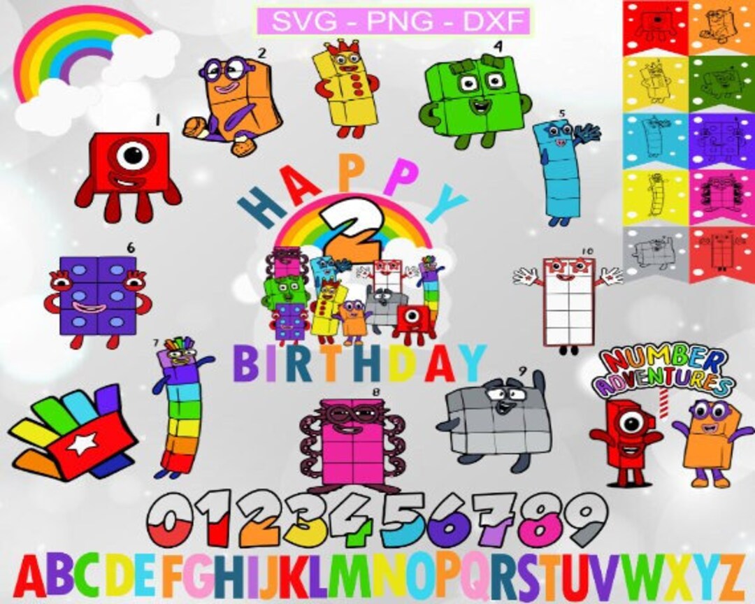 Numberblocks Numbers Svg Bundle ,clipart,png Cut Ready Layered Files ...