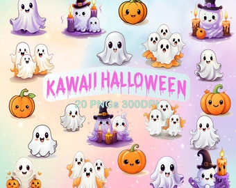 Kawaii Halloween Cute Pastel Candy Clipart Bundle Happy Halloween ...