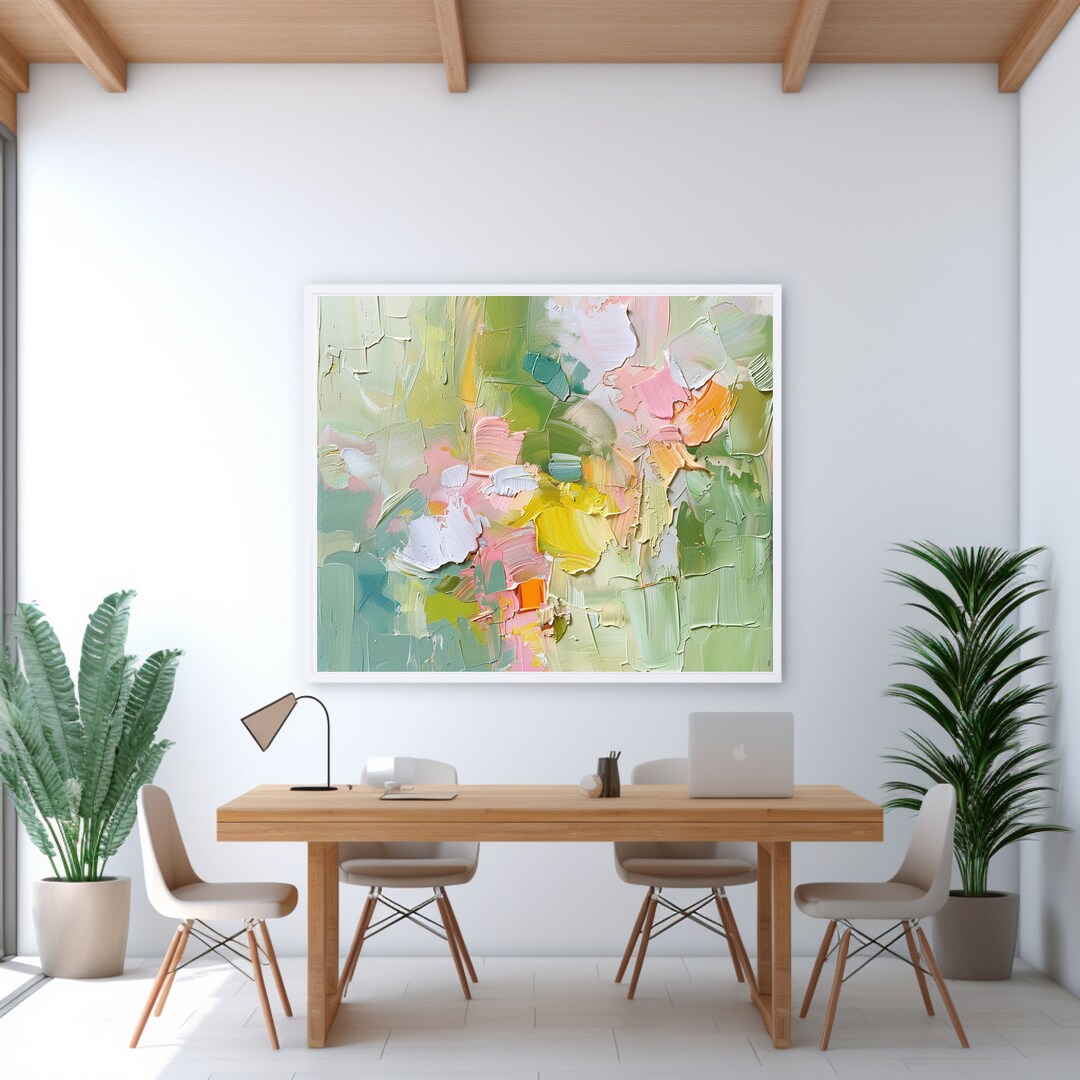 Tranquill Textured Spring Art, Made by 13 Year Old, Uplifting Oil Art ...