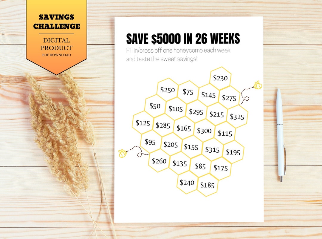5,000 Savings Challenge, Savings in 26 Weeks, Savings Challenge - Etsy