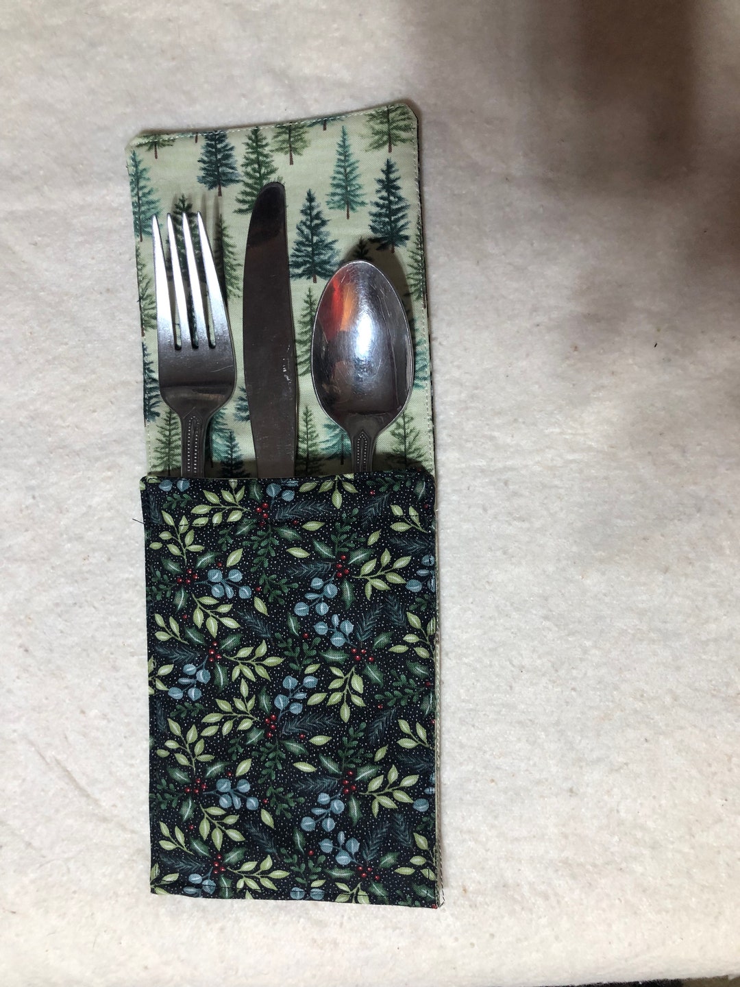 Table Cutlery Holder, Fabric Silverware Holder, Quilted Cutlery Holder ...