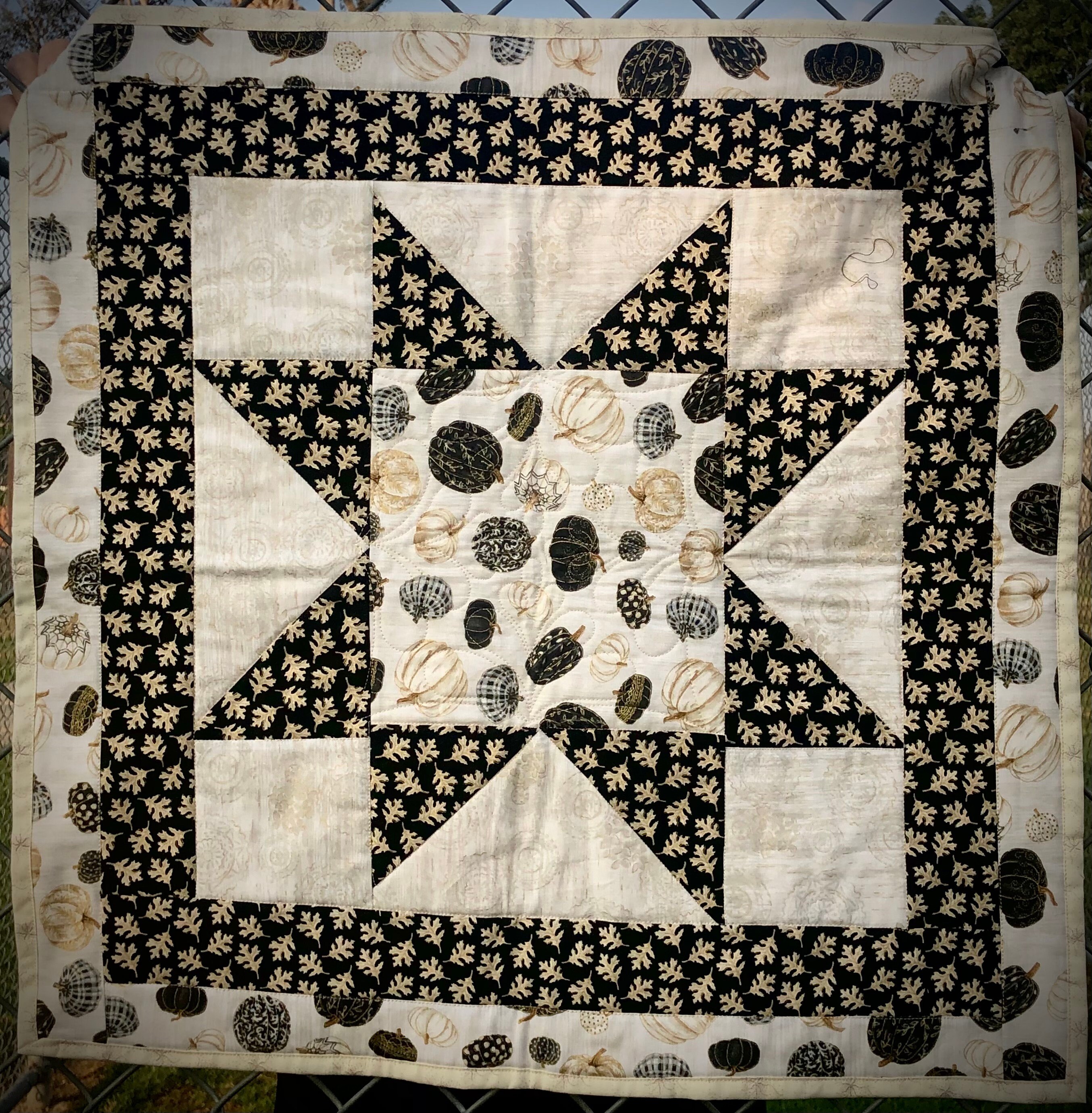 Table Topper, Quilted Table Topper, Table Mat, Wallhanging, Neutral ...