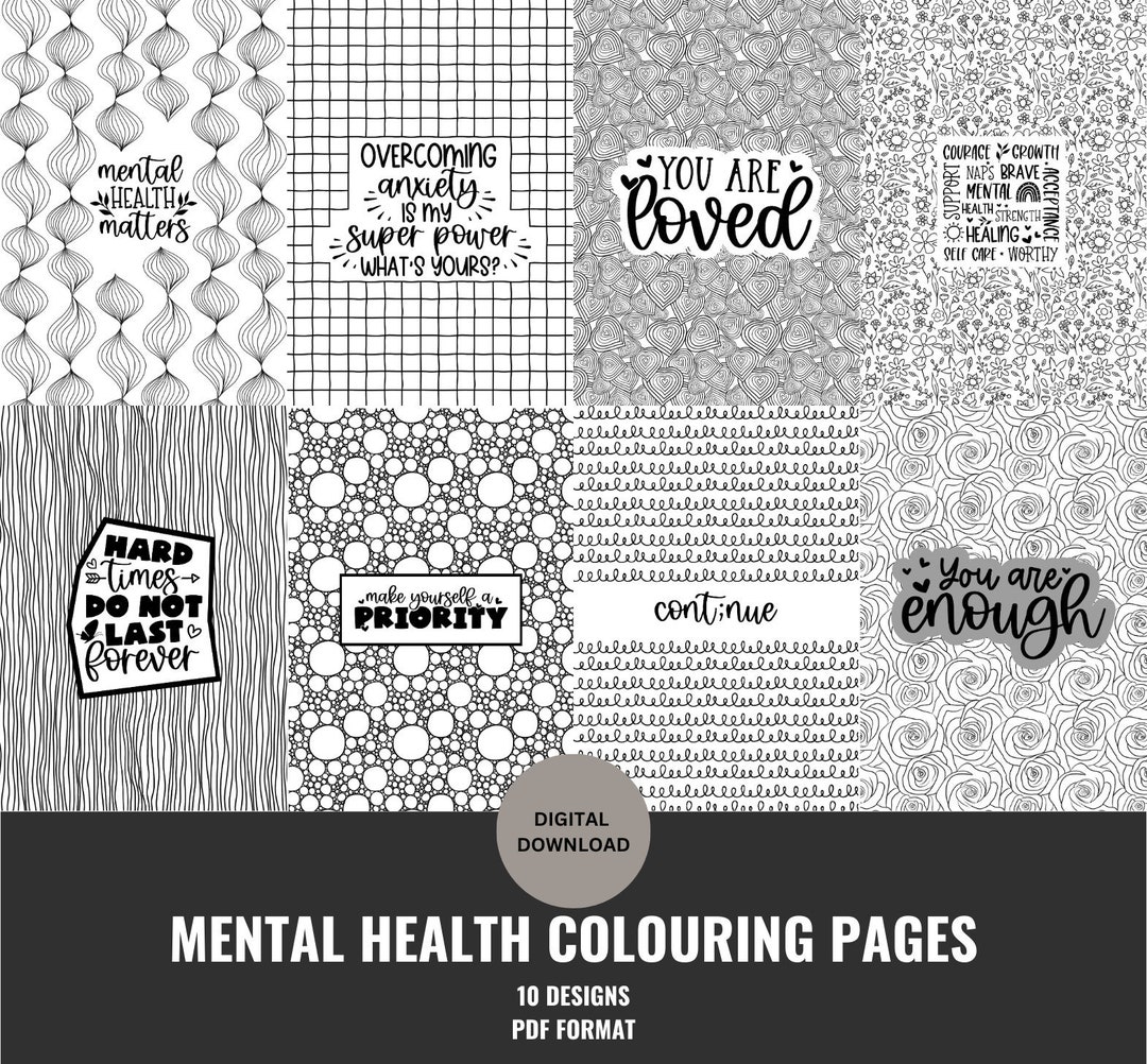 Mental Health Colouring Pages Pattern Colour Pages - Etsy