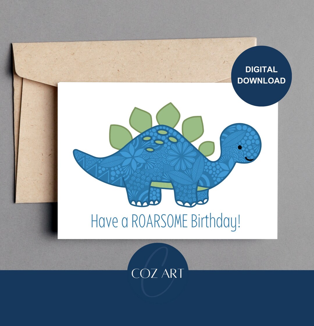 Printable Greeting Card Dinosaur Greeting Card Digital - Etsy