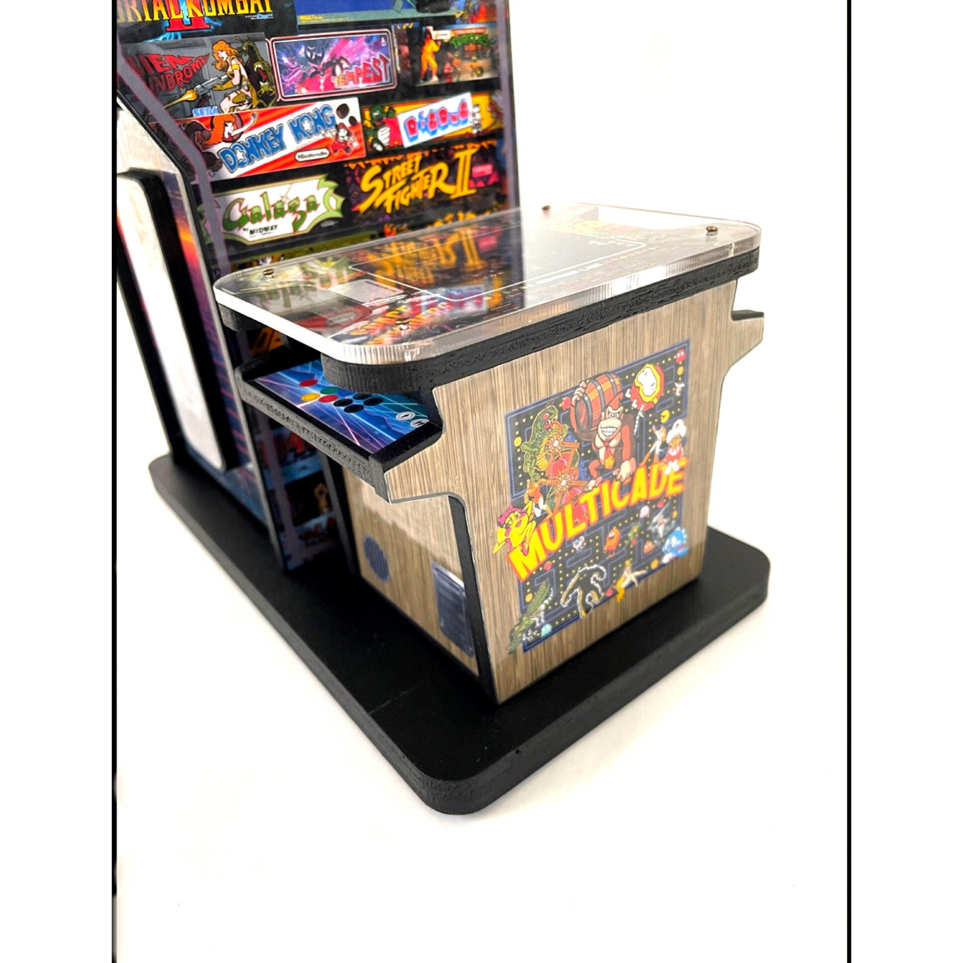 Vintage Arcade Cabinet Desk Organizer: LED Backlit Business Card Holder ...