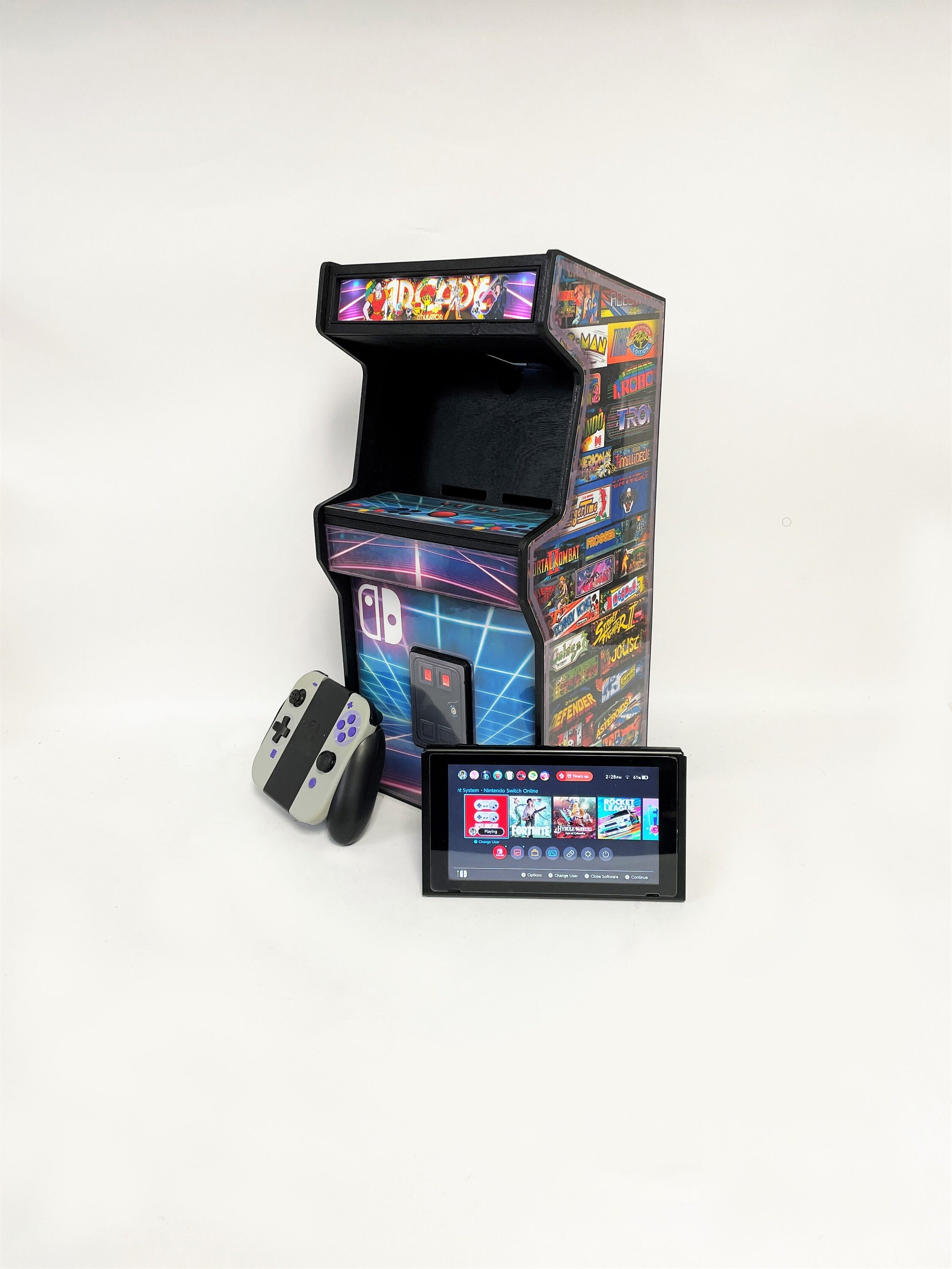 Nintendo Switch Stand With Backlit Marquee - Storage for Standard & OLED Switch - Retro Arcade ...