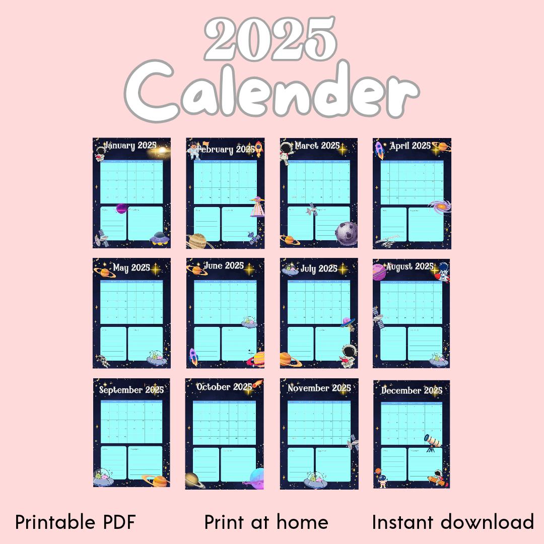 2025 Calendar Monthly Planner 2025 Landscape Elegant Monthly Calendar ...