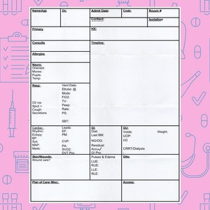 ICU Nurse Report Sheet | Labs | Vitals | Hourly | - Etsy