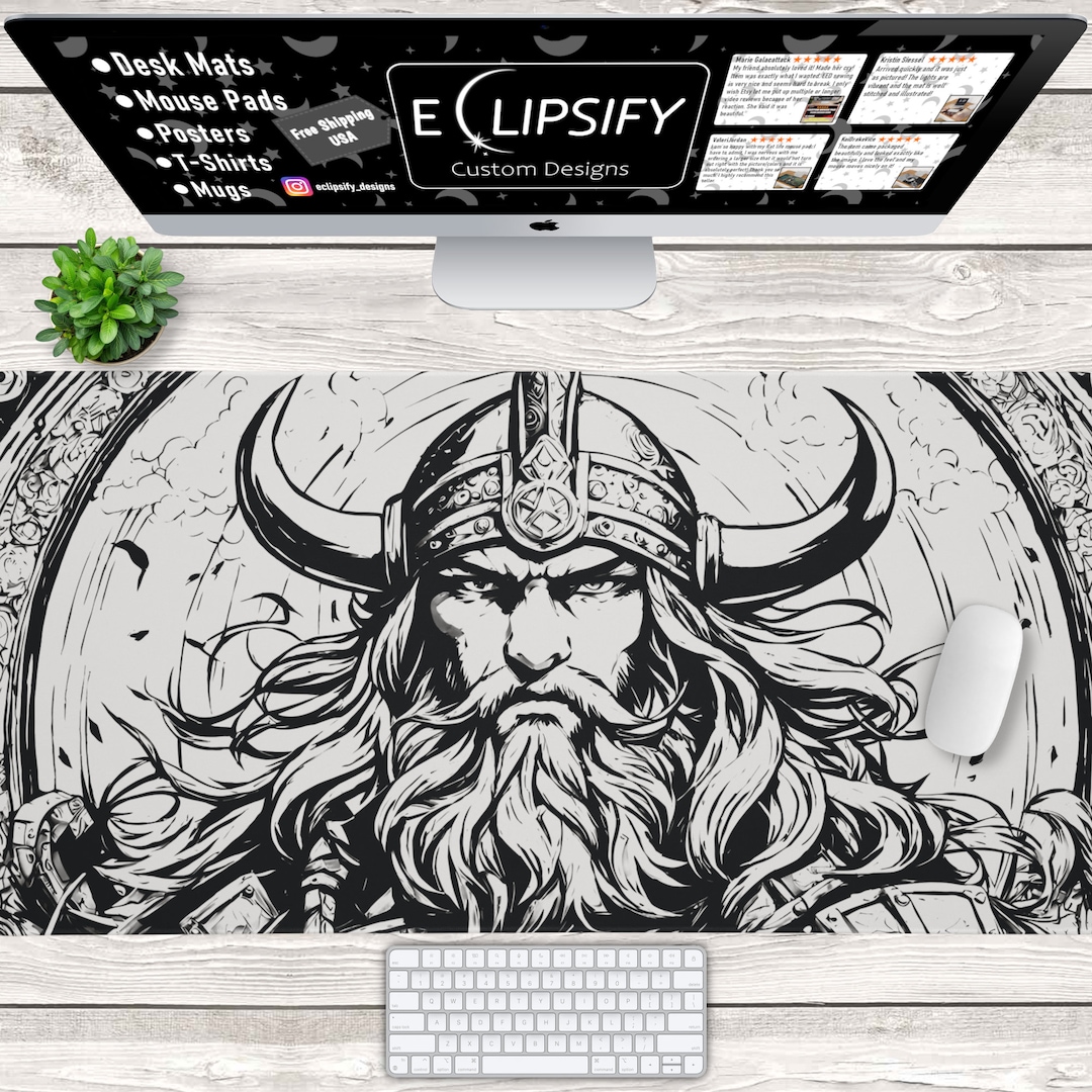 Viking Mouse Pad, Viking Desk Mat, Warrior Mouse Pad, Warrior Desk Mat ...