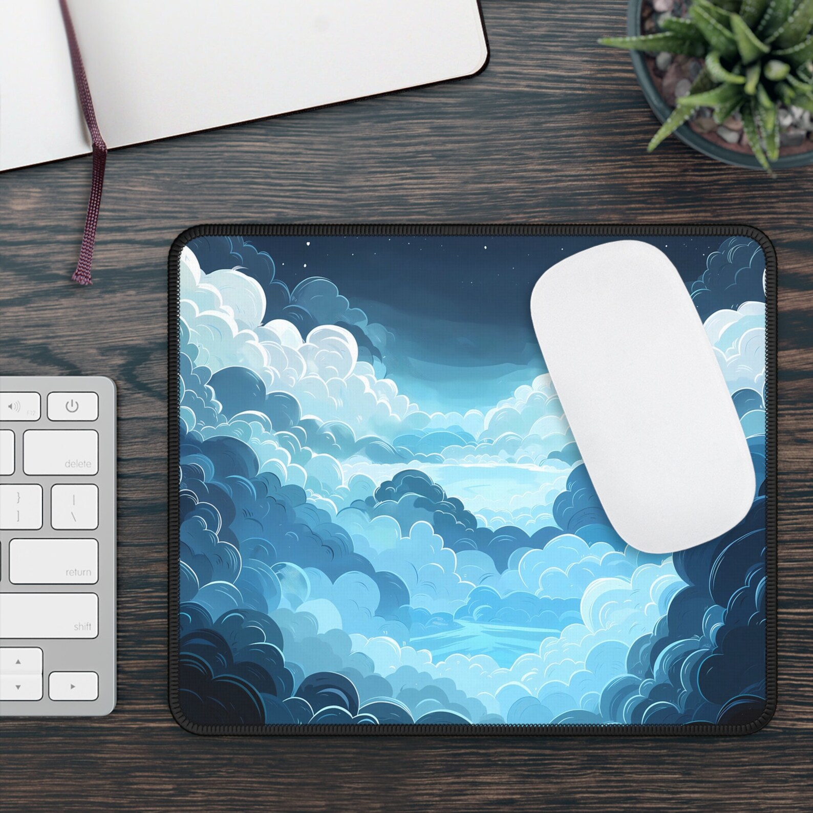 Cute Cloud Pastel Blue Mouse Pad, Blue Desk Mat, Cute Pastel Desk Mat ...
