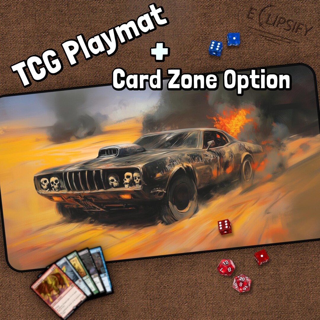 Battle Car TCG Playmat, Mad, Desert Cars, Movie, MTG Play Mat With ...