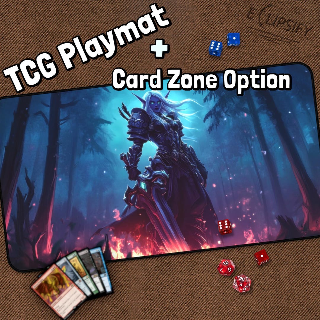 Dark Elf Playmat, Fantasy MTG Play Mat With Zones, World Desk Mat ...