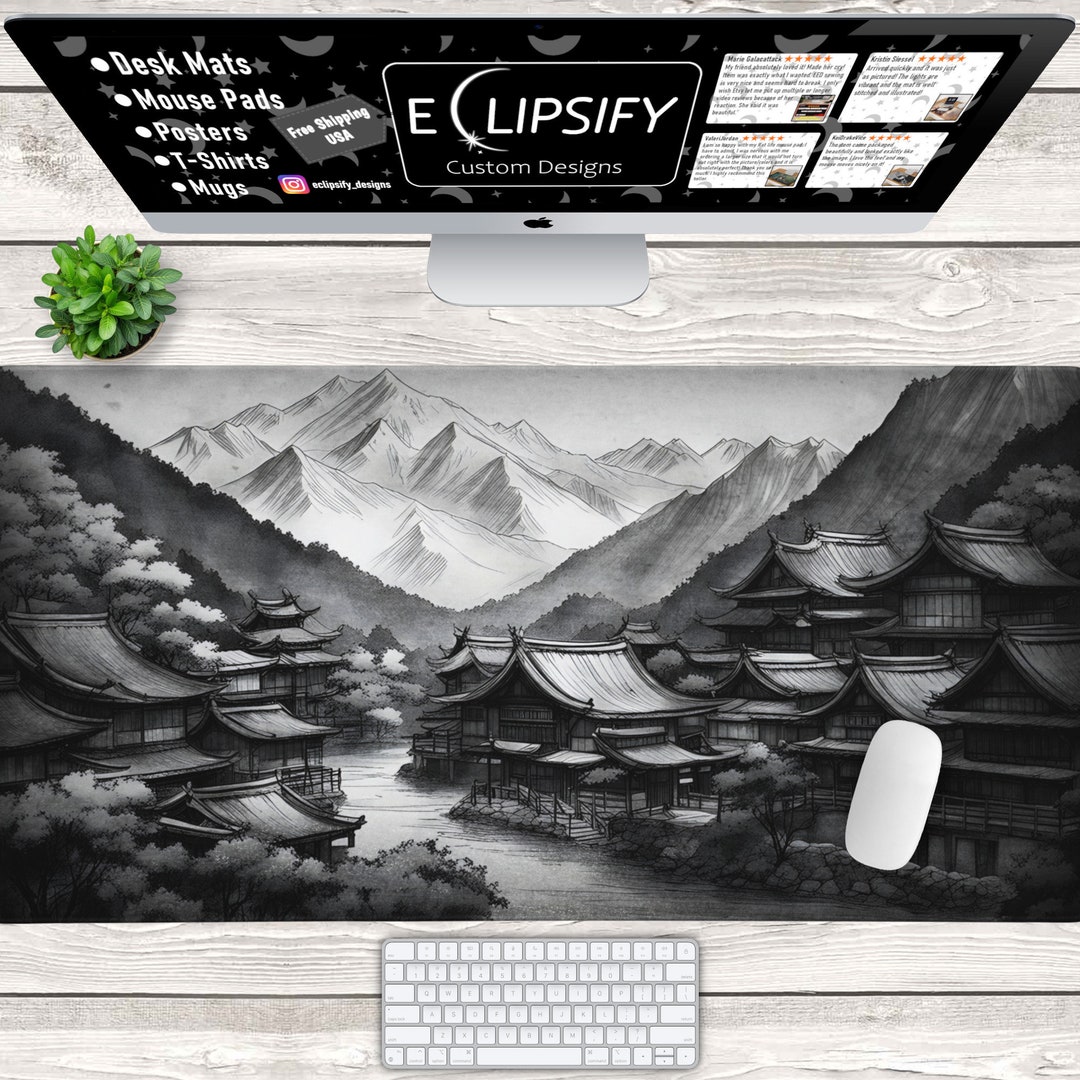 Japanese Aesthetic Drawing Mouse Pad, Japanese Aesthetic Drawing Desk ...