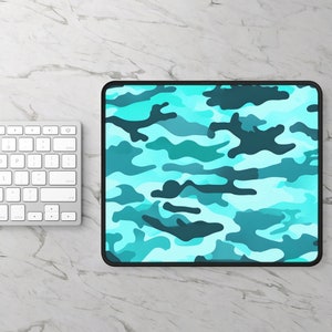 Blue Army Camo Desk Mat, Blue Army Camo Mouse Pad, Blue, Abstract ...
