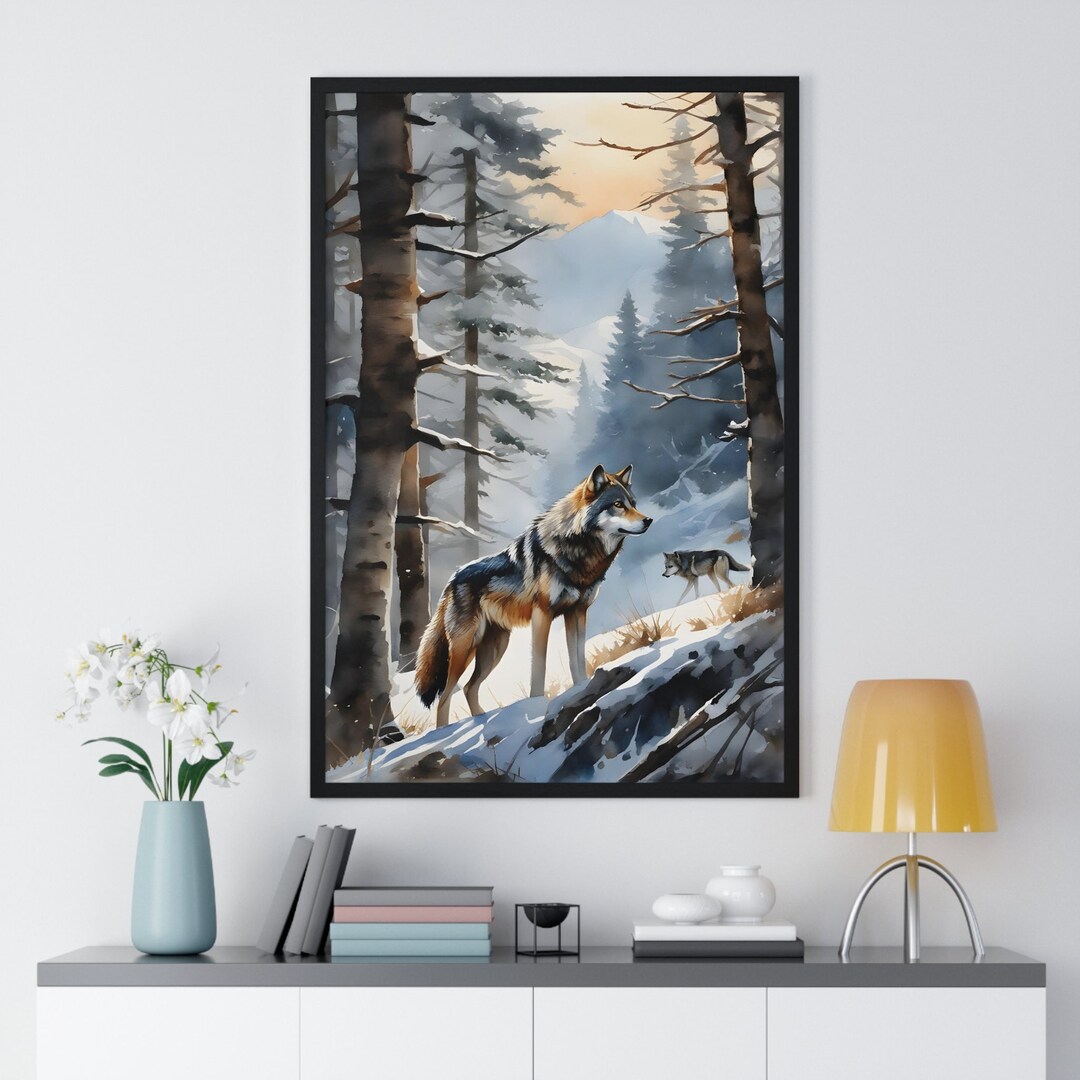 Wolf Watercolor Poster Art Print, Wolf Painting, Wall Art Decor, Wolf ...