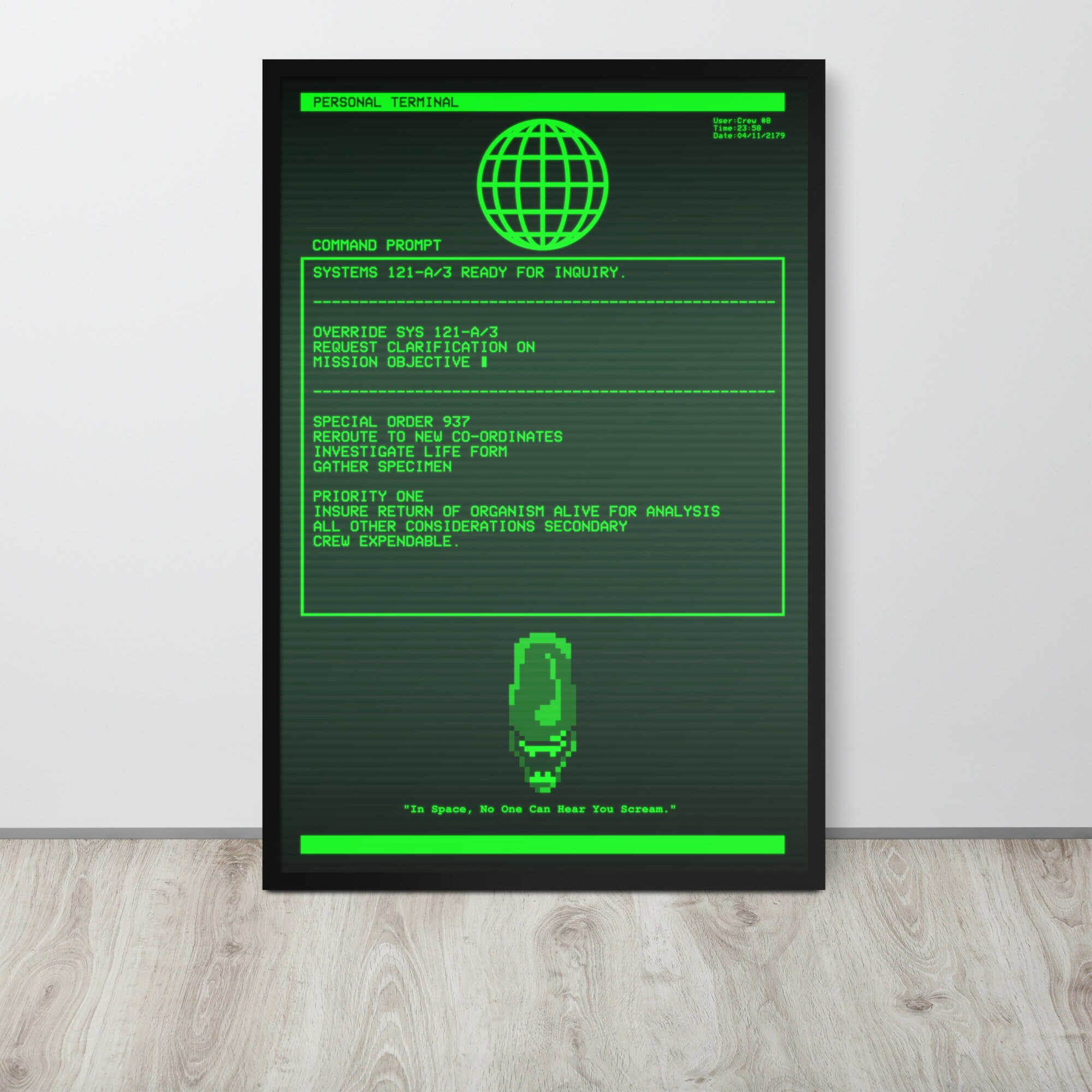 Alien Poster, Scifi Terminal Poster, Gaming Poster, Alien Print, Alien ...