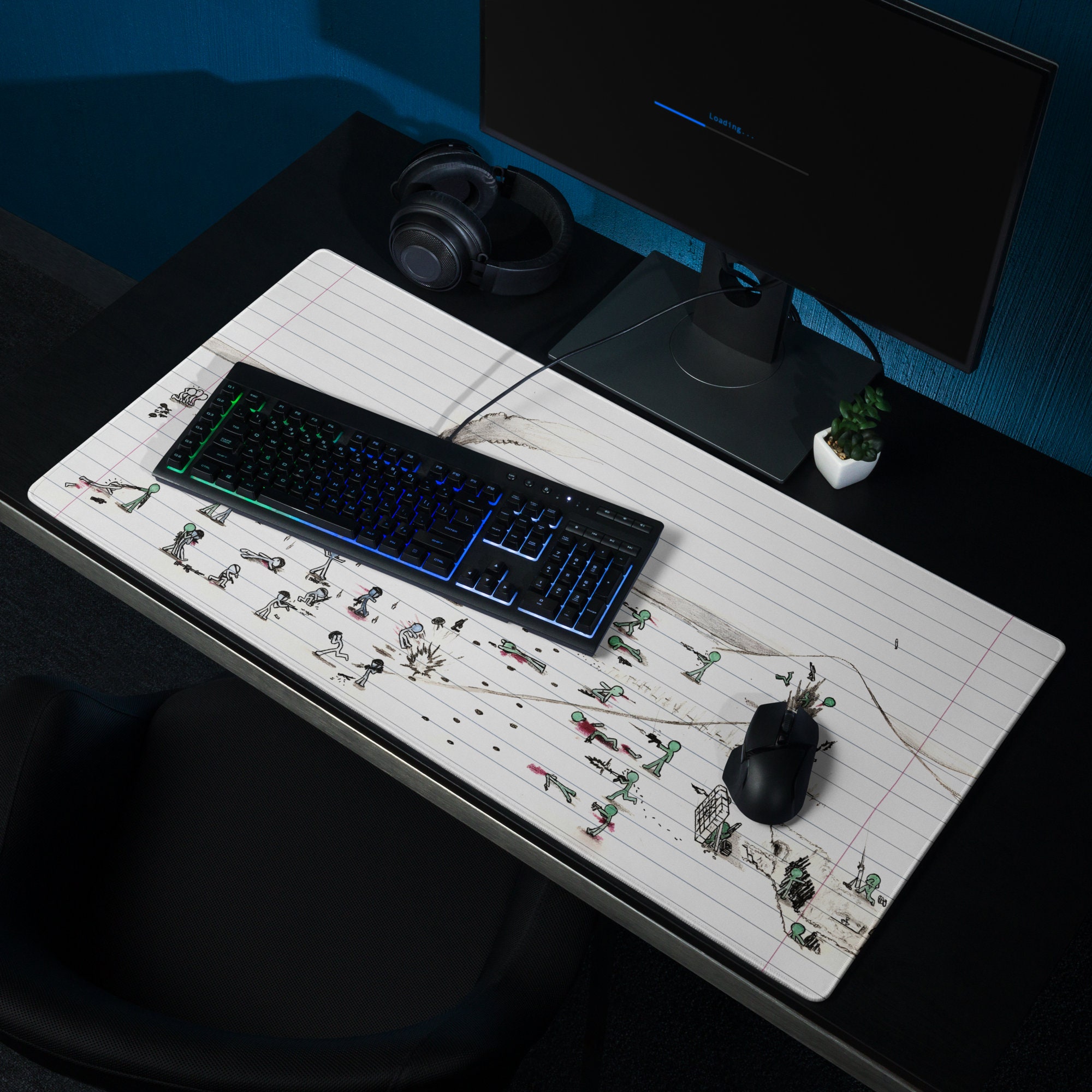 Stickman Mouse Pad, Stickman Desk Mat, Doodling Mouse Pad, Gun War ...