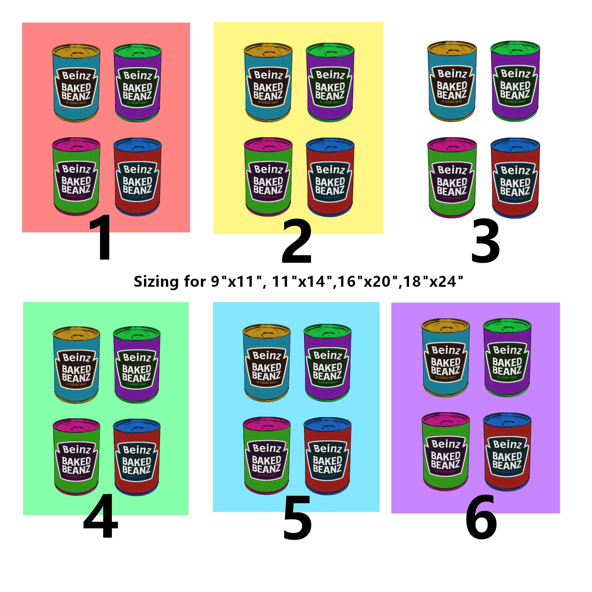 Baked Beans Print, Baked Beans Poster, Andy Warhol Art, Baked Beans Art, Baked Beans, Colorful ...