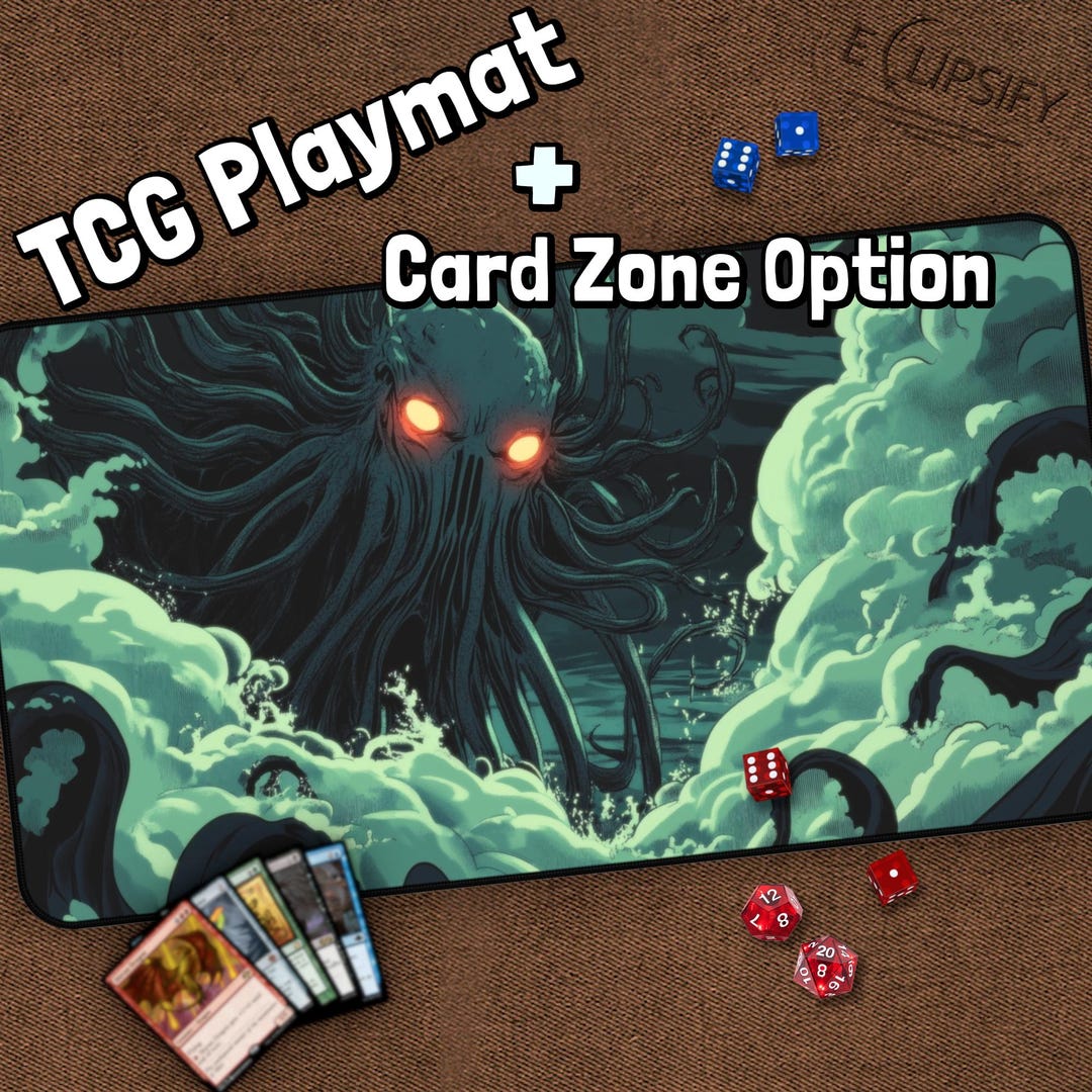 Cthulhu TCG Playmat, Fantasy MTG Play Mat With Zones, Kraken, Evil ...