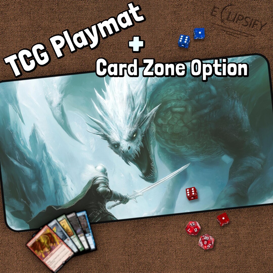 Ice Dragon TCG Playmat, Knight, MTG Desk Mat for Card Gamers, Gaming ...