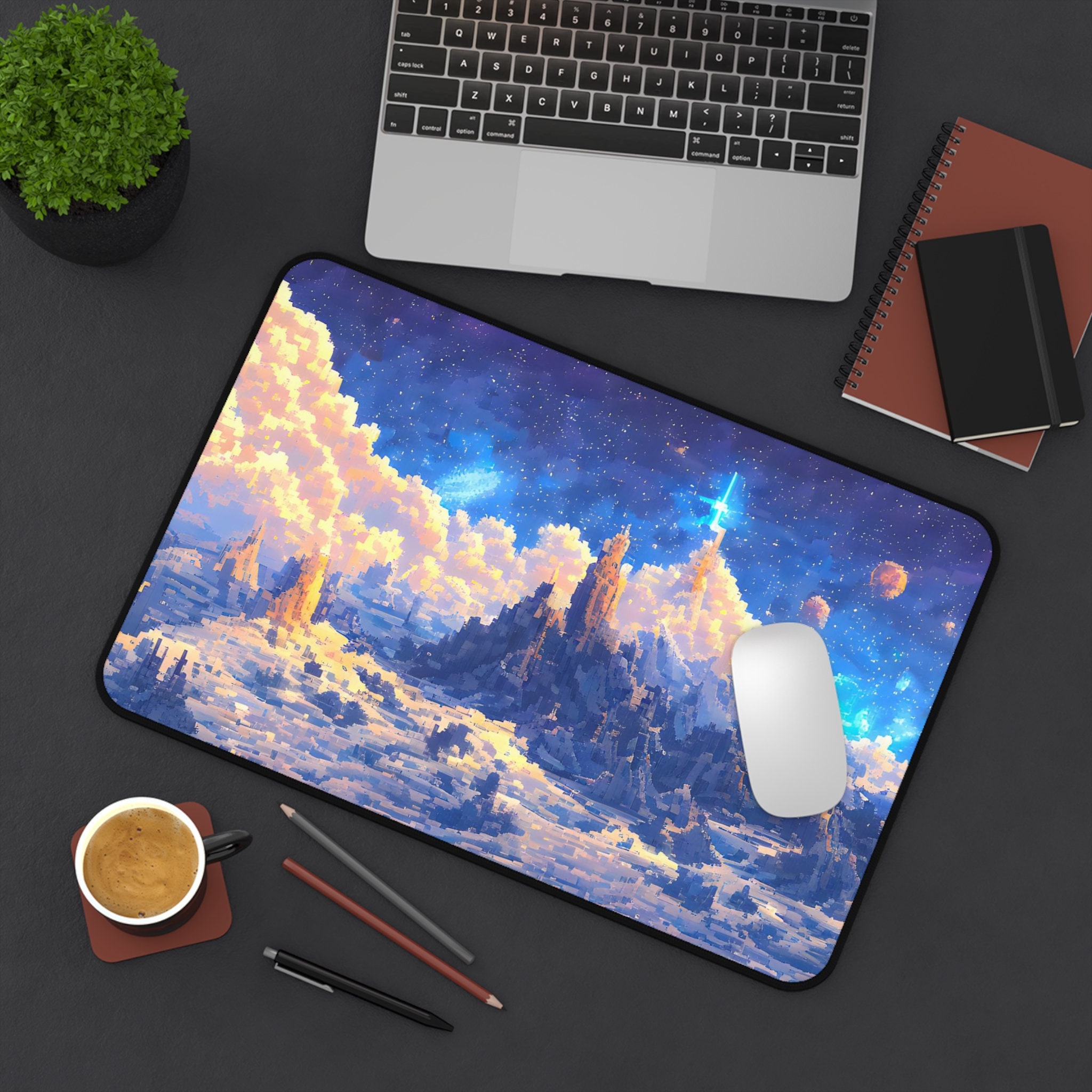 Pixel Art Clouds Mouse Pad Pixel Art Mountains Desk Mat - Etsy