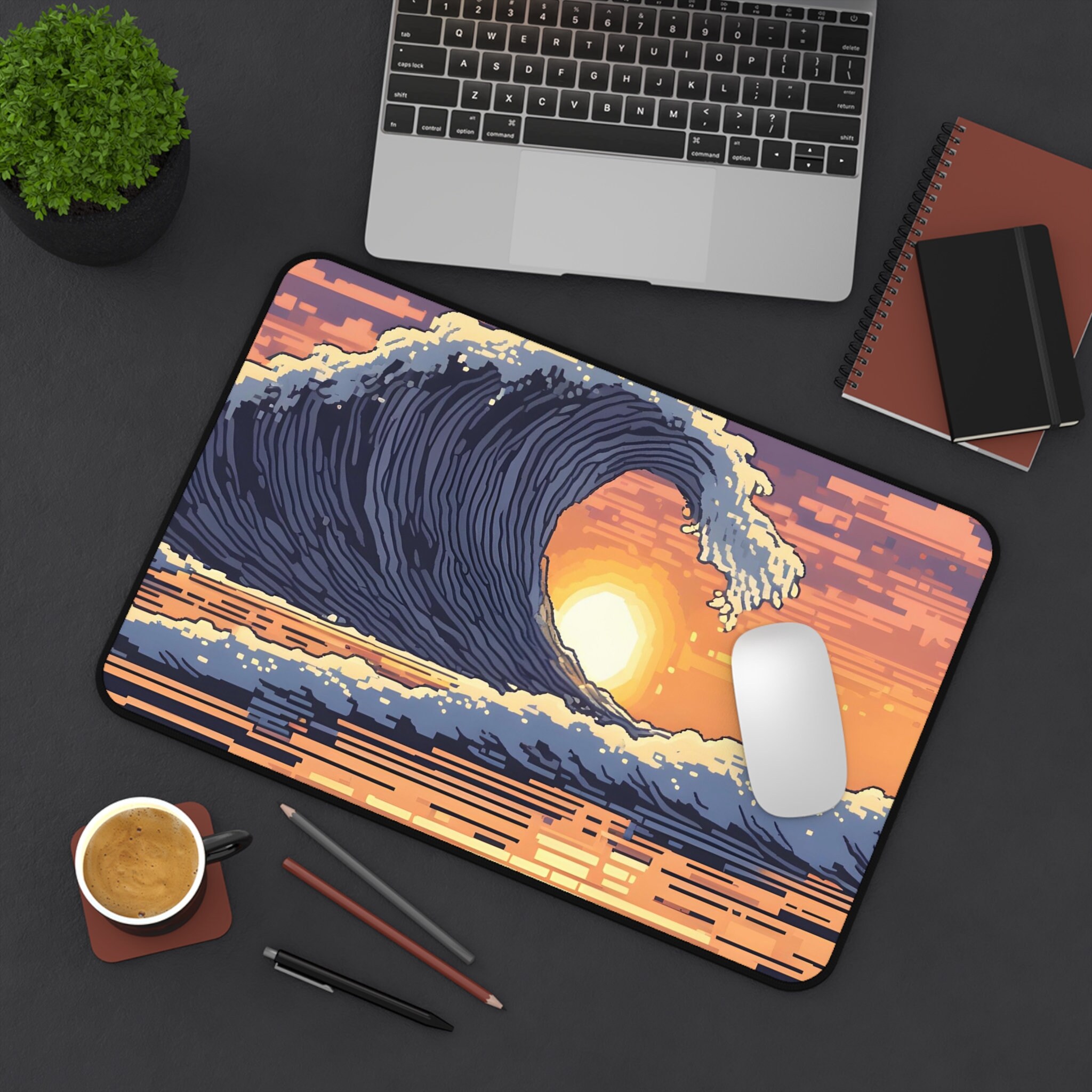 Pixel Art Great Wave Mouse Pad the Great Wave off Kanagawa - Etsy