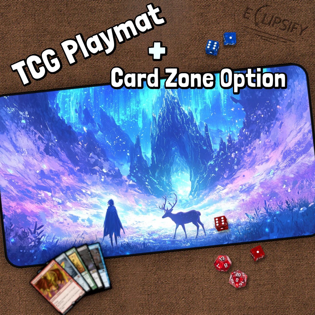 Magical Stag Girl TCG Playmat, Floral, Deer, Colorful MTG Play Mat With ...