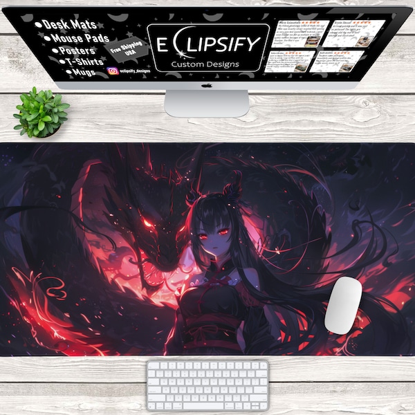 Red Dragon Mouse Pad - Etsy