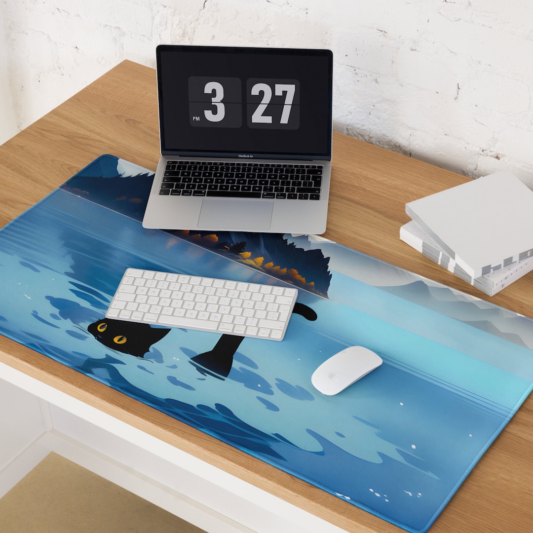 Black Cat Mouse Pad, Kawaii Gaming Mouse Pad, Cute Cat Deskpad, Cat ...