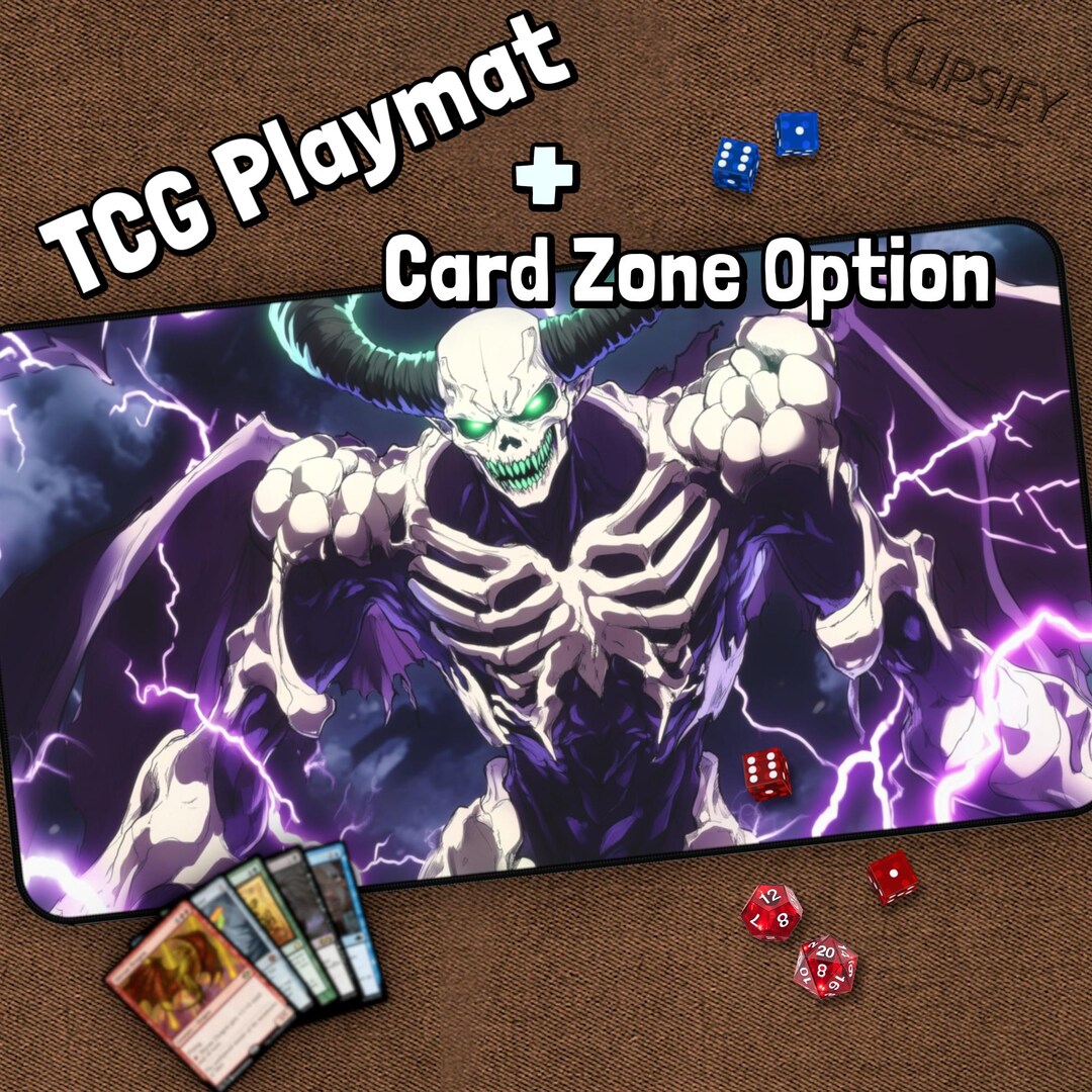 Skeleton TCG Playmat, Fantasy MTG Play Mat With Zones, Purple , Summon ...