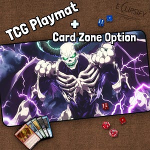 Skeleton TCG Playmat, Fantasy MTG Play Mat With Zones, Purple , Summon ...