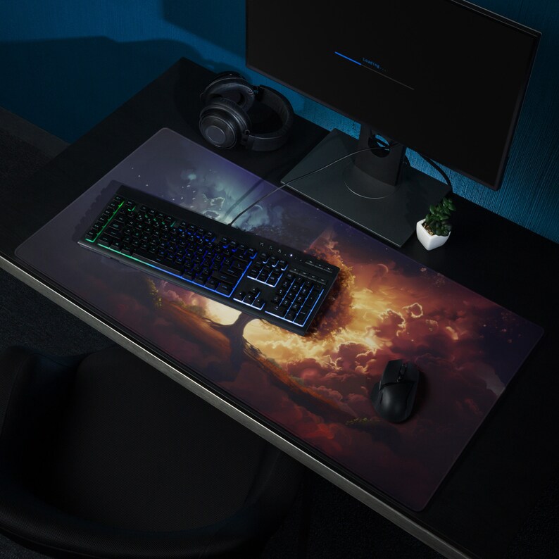 Tree of Life Moon Mouse Pad, Tree of Life Desk Mat, Blue Mouse Pad ...