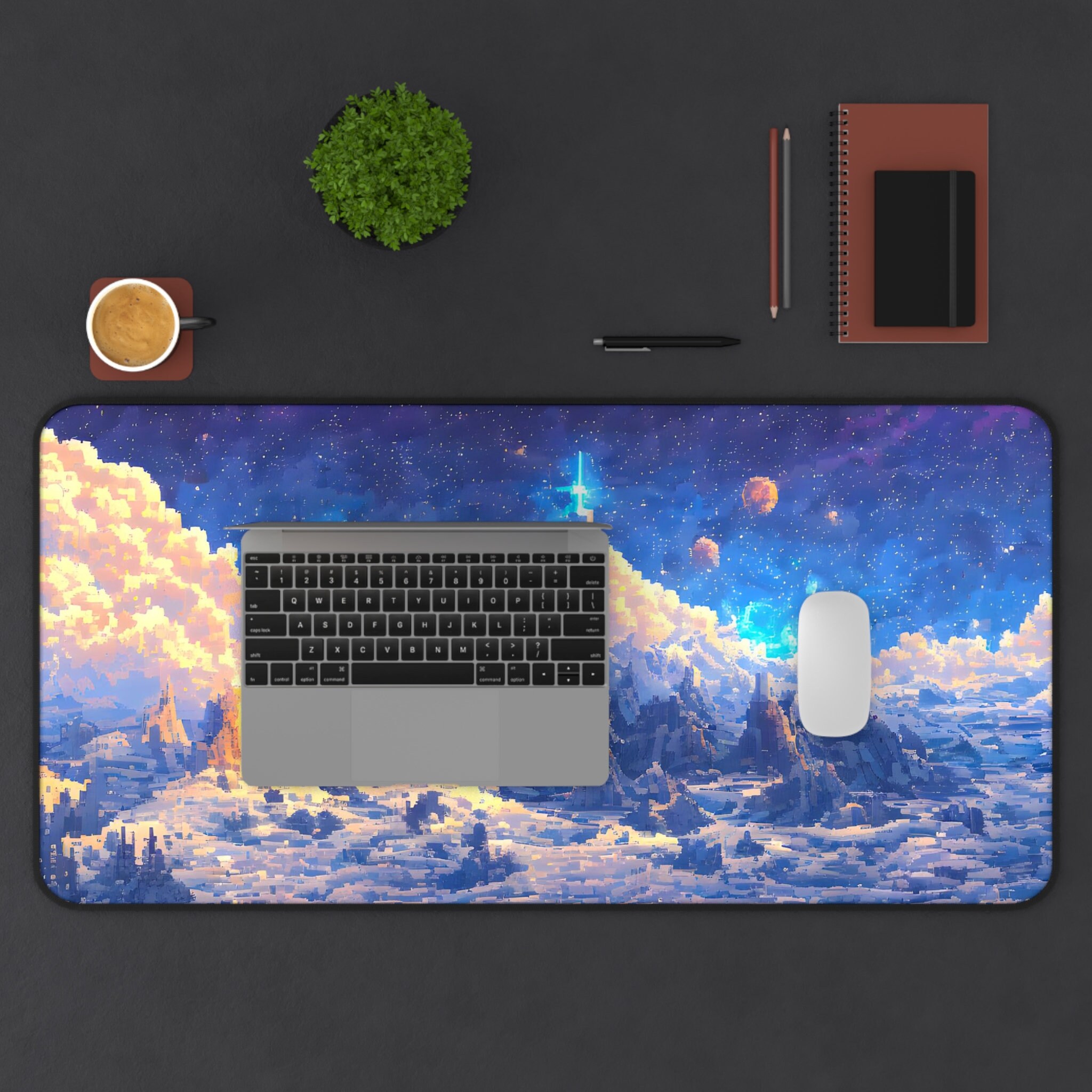 Pixel Art Clouds Mouse Pad Pixel Art Mountains Desk Mat - Etsy