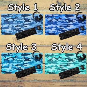 Blue Army Camo Desk Mat, Blue Army Camo Mouse Pad, Blue, Abstract ...