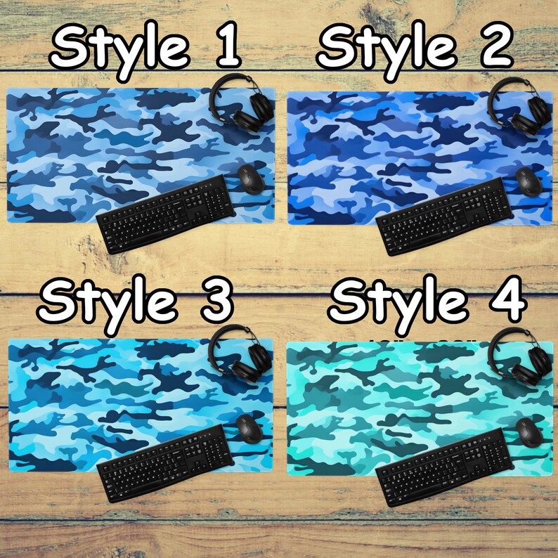 Blue Army Camo Desk Mat, Blue Army Camo Mouse Pad, Blue, Abstract ...