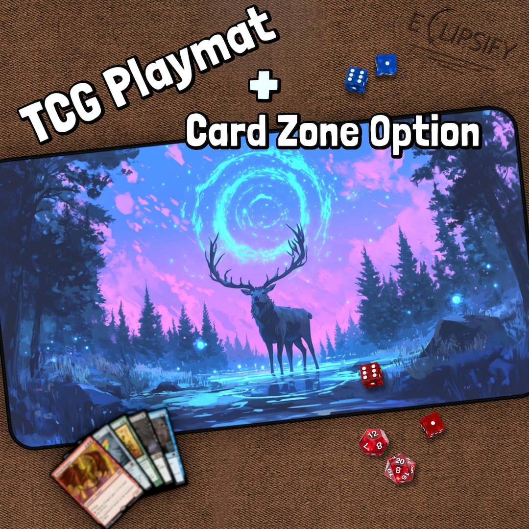 Magical Stag TCG Playmat, Mythical Forest, Deer, Colorful MTG Play Mat ...