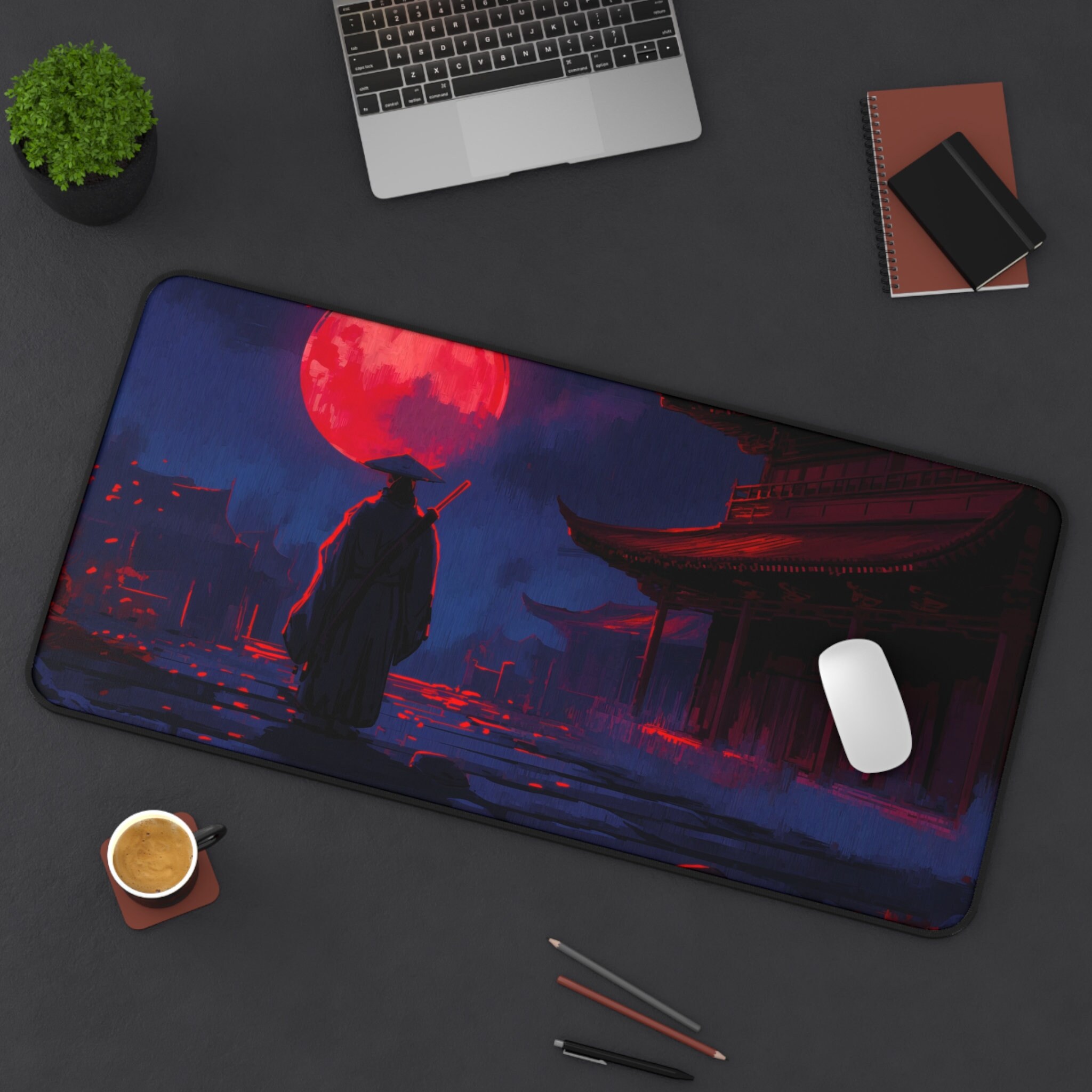 Japanese Samurai Desk Mat, Japanese Desk Mat, Mousepad, Anime Mouse Pad ...
