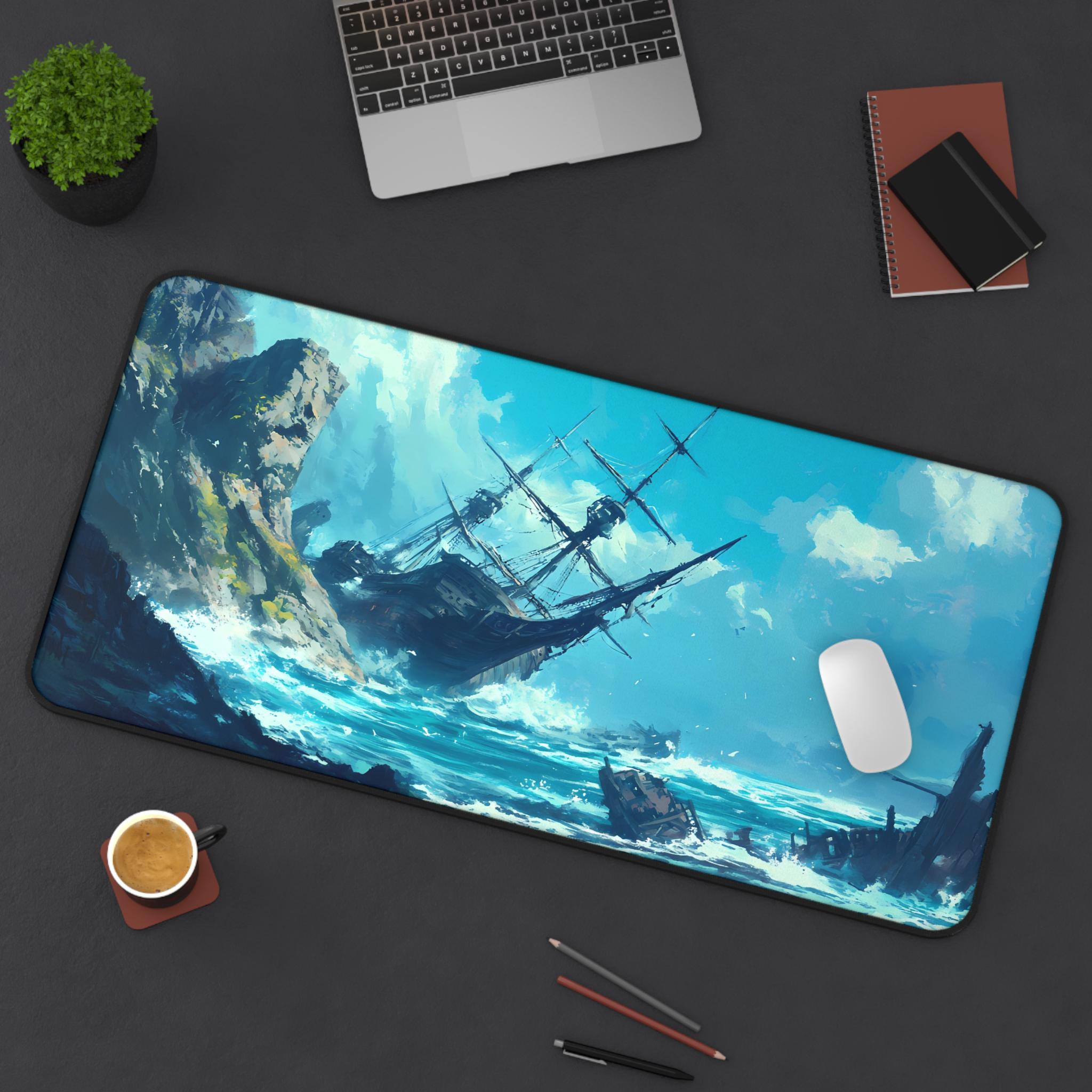 Pirate Ship Shipwreck Desk Mat, Boat Mouse Pad, Pirate Ship, Ocean ...