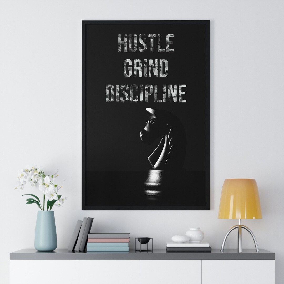 Hustle Grind Discipline Poster Print, Chess Poster, Motivational ...
