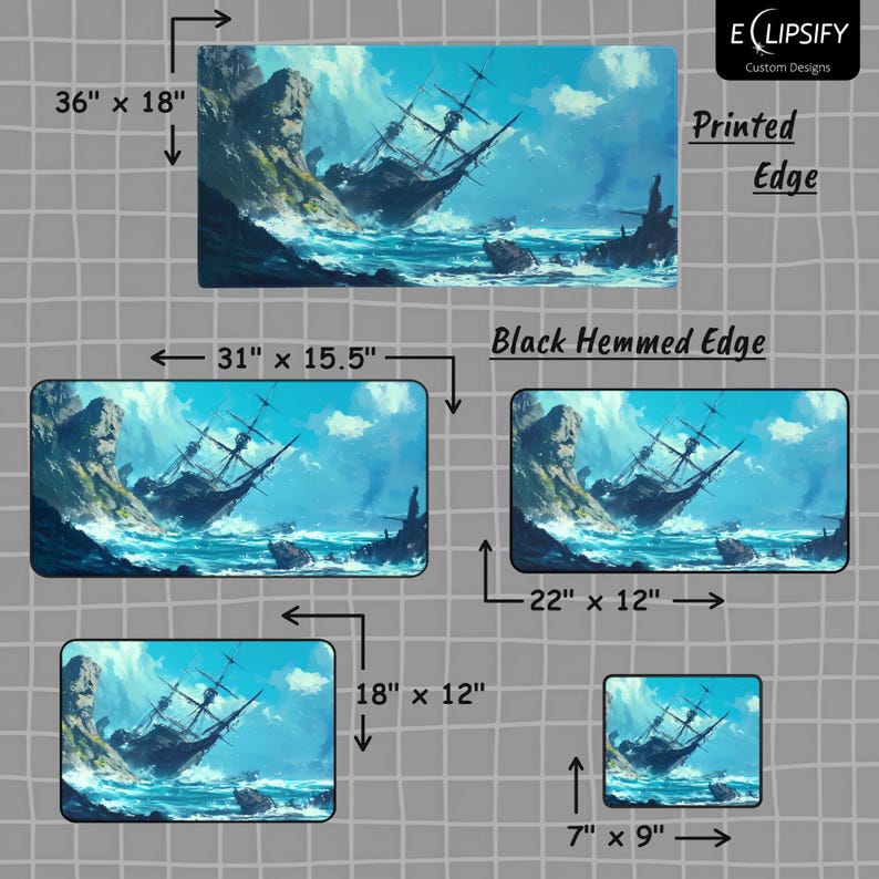 Pirate Ship Shipwreck Desk Mat, Boat Mouse Pad, Pirate Ship, Ocean ...