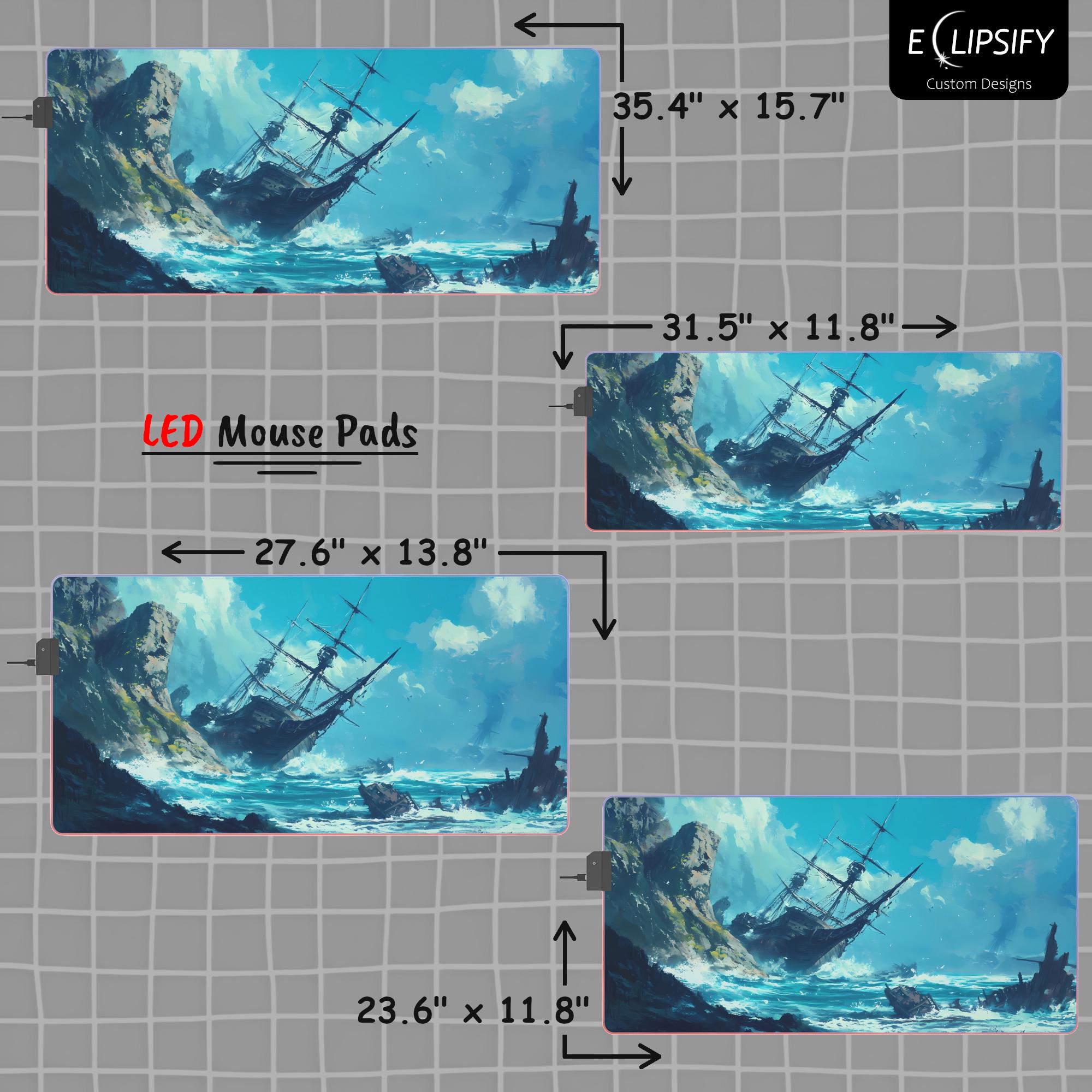 Pirate Ship Shipwreck Desk Mat, Boat Mouse Pad, Pirate Ship, Ocean ...