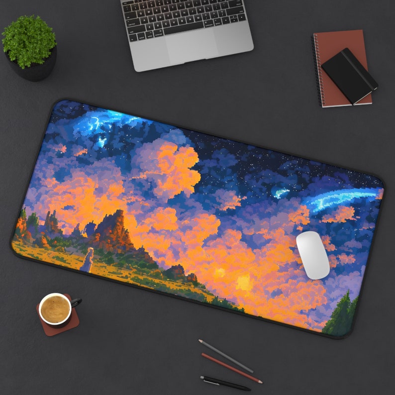 Pixel Art Clouds Mouse Pad Pixel Art Space Desk Mat Sunset - Etsy