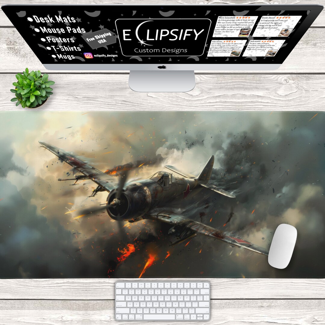 Plane Military Gaming Mouse Pad, Plane Desk Mat, World War, TCG Play ...