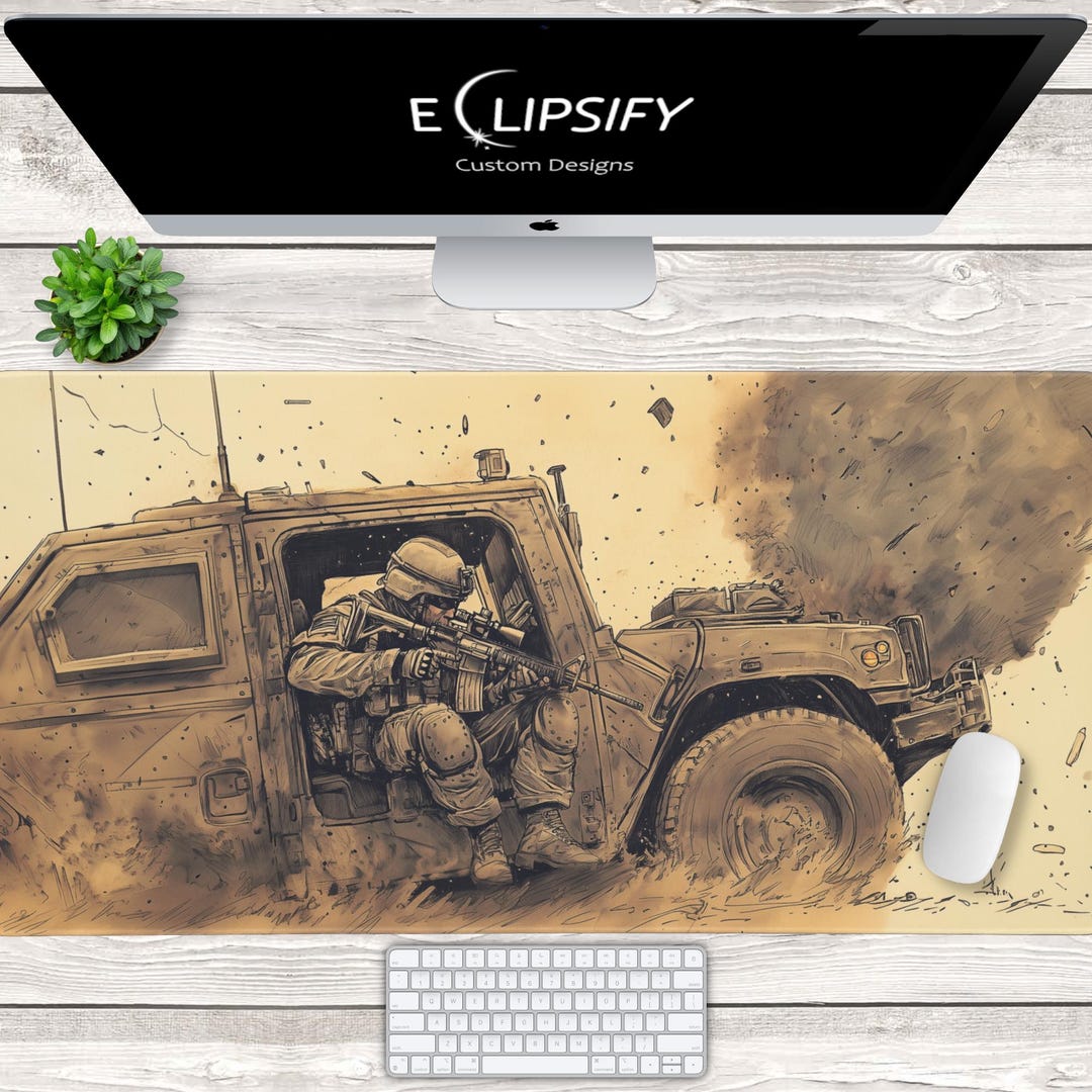 Soldier Military War Gaming Mouse Pad, Soldier Desk Mat, World War, TCG ...